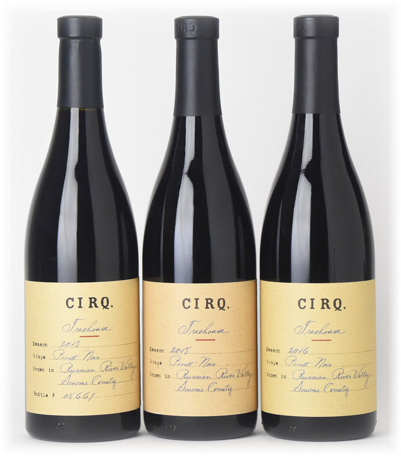 2013, 2015, 2016 Cirq "Treehouse Vineyard" Russian River Valley Pinot ...